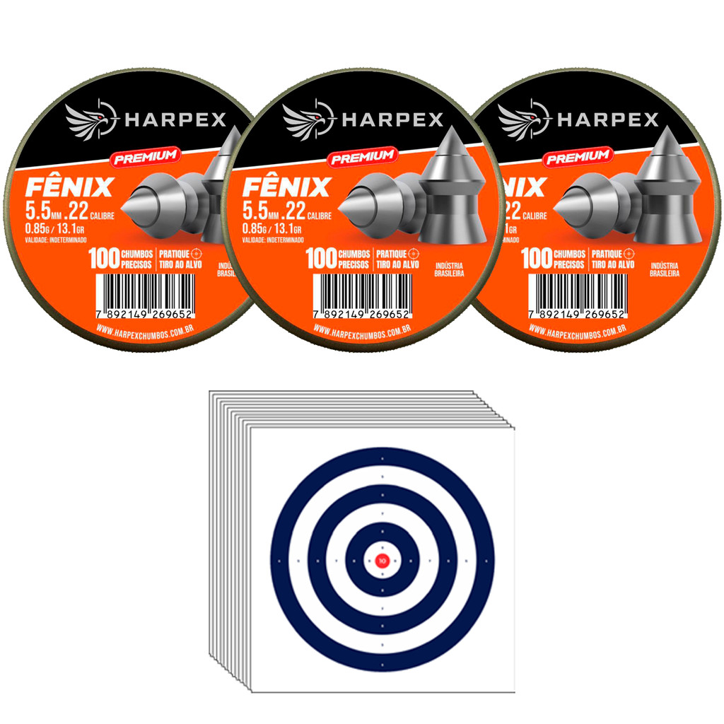 300 CHUMBINHOS HARPEX FENIX PREMIUM 5,5MM + ALVOS | Shopee Brasil