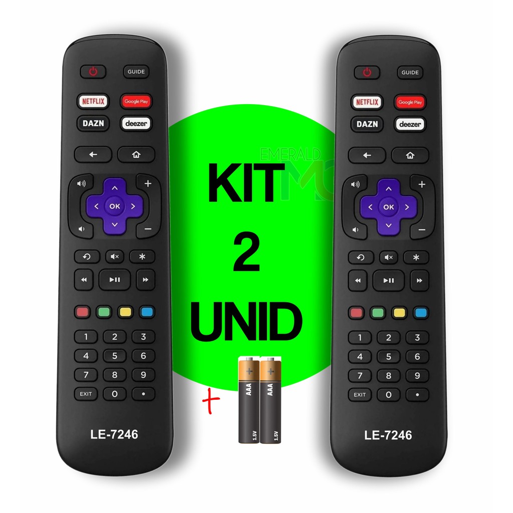 kit 2 Controles Remoto Tv Smart Aoc Roku Philco Roku Botão Netflix ...