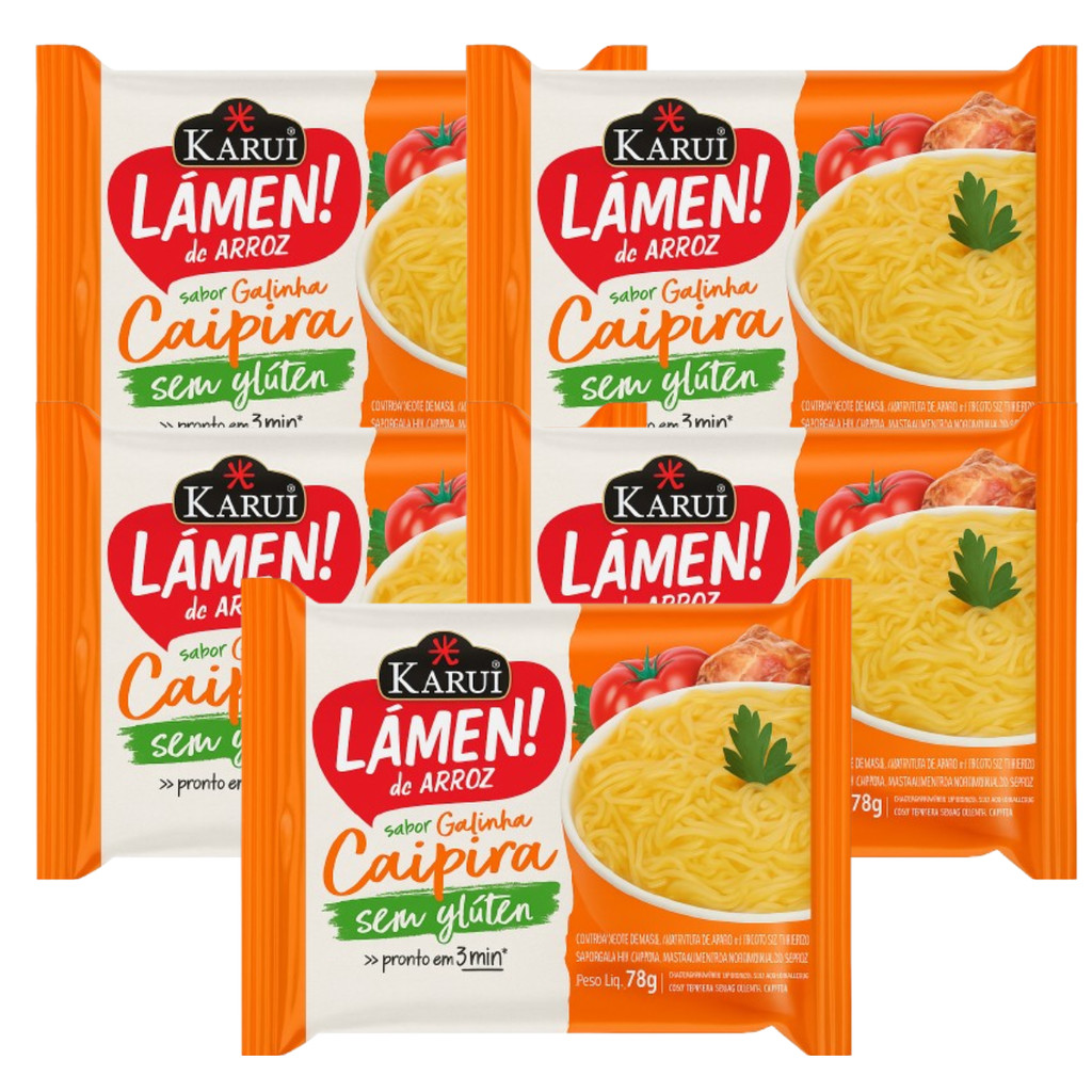 Kit 5 Lámen De Arroz Sem Glúten Karui Galinha Caipira 78g | Shopee Brasil
