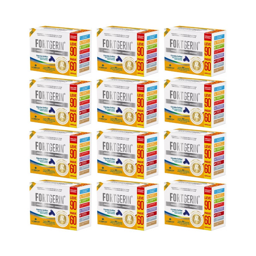 Kit 12 Polivitamínico Ômega 3 Fort Gerin 90Cps - La San Day | Shopee Brasil
