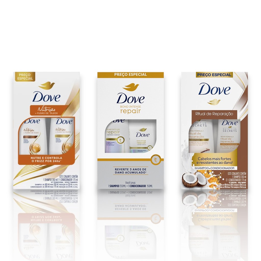 Kit Dove Shampoo 350ml + Condicionador 175ml - Diversos Modelos ...
