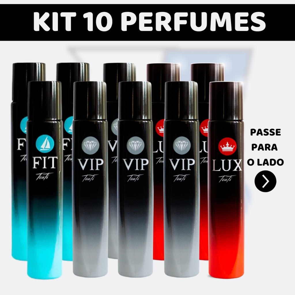 Kit 10 Perfumes VIP FIT ou LUX (Escolha as Fragrâncias Pelo Chat ...