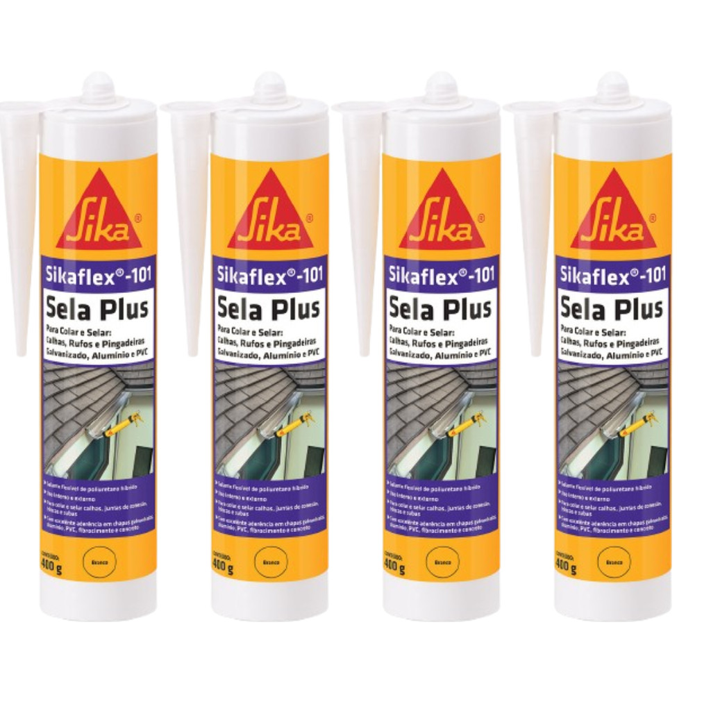 KIT 4x Sikaflex 101 Sela Plus - Selante PU Cola Calha Cuba Rufos Calhas ...