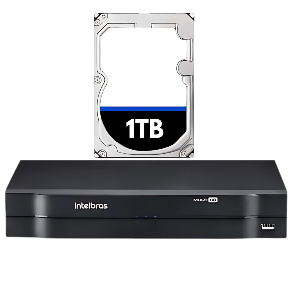 Gravador Dvr Intelbras 4 Canais 1080p Mhdx 1004-C + Hd interno 1Tb ...