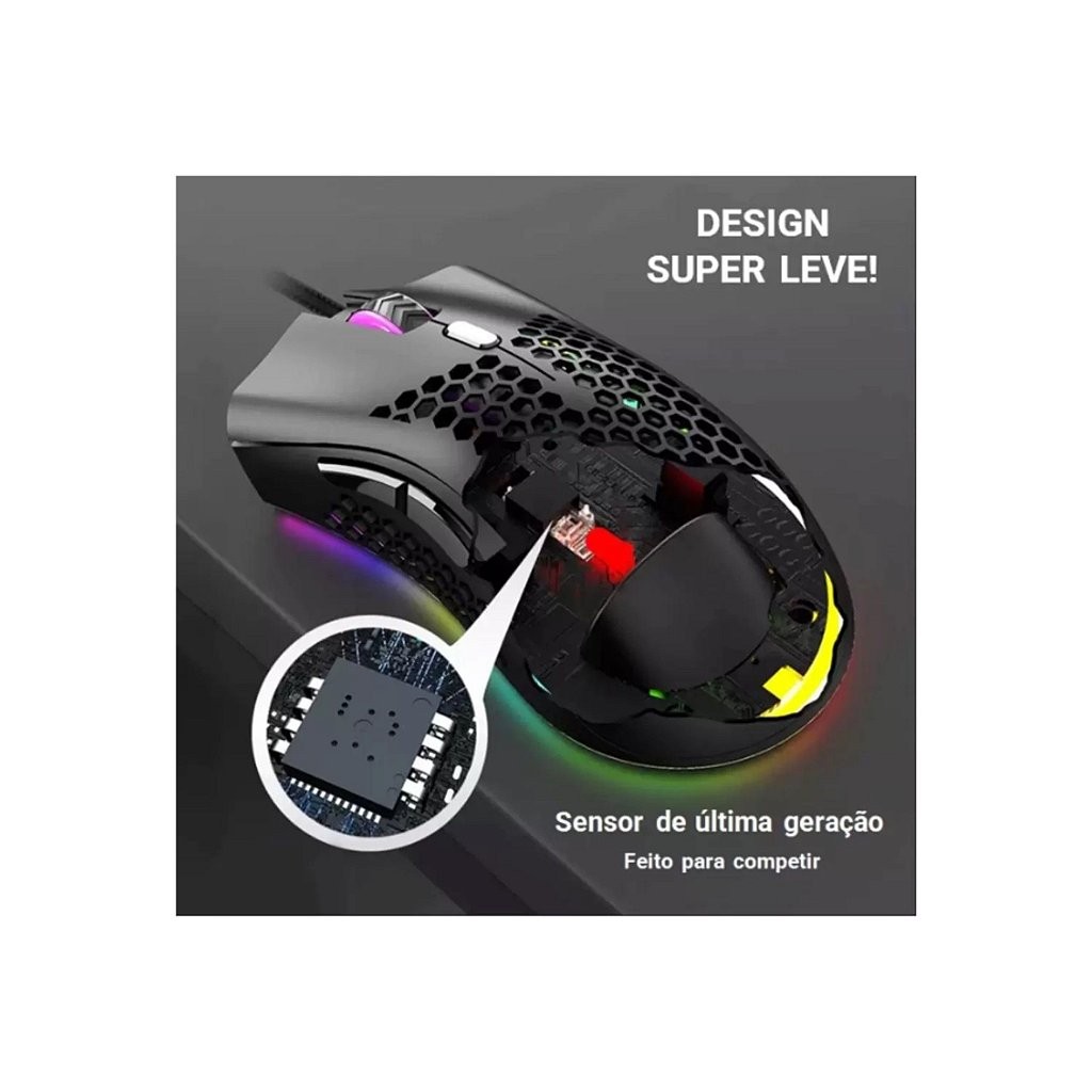 Mouse Gamer Knup KP-MU007 7200DPI RGB | Shopee Brasil