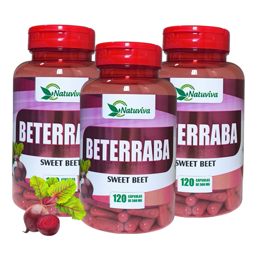 Beterraba 120 Cápsulas de 500 mg - Suplemento Alimentar - Kits Com 1, 2 ...