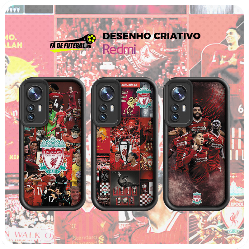 Futebol Capa Liverpool LFC Premiada League Silicone Emblema com Poco X3 ...