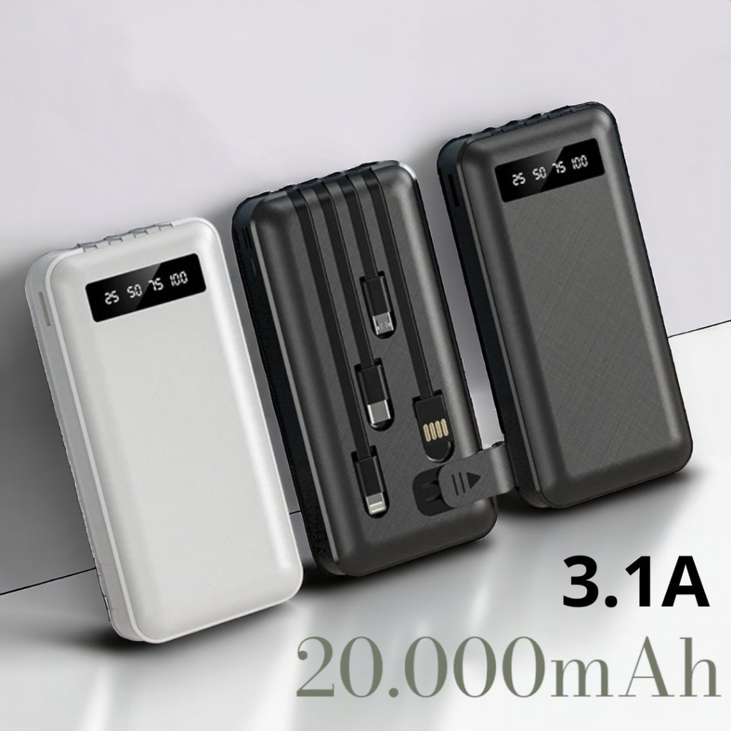 Carregador Power Bank Portátil 20000mah Universal Saida 4 Cabos | Shopee Brasil