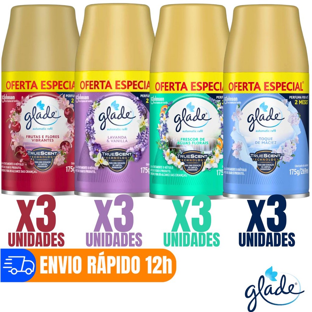 Kit 3 Odorizador de Ambiente Glade Automatic Refil 269ml | Shopee Brasil