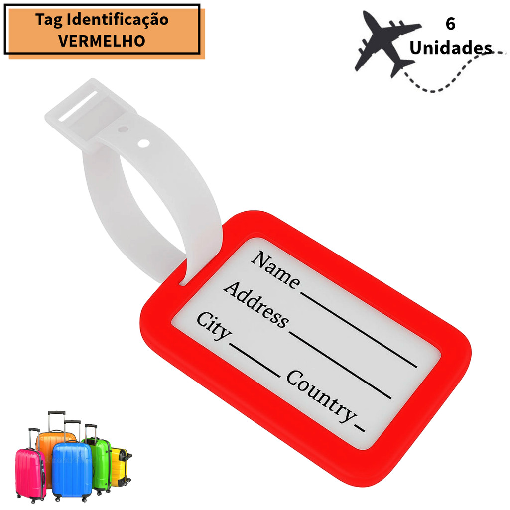 6 Etiquetas Tag de Identificação Mala Bagagem Viagem - Travel Luggage ...