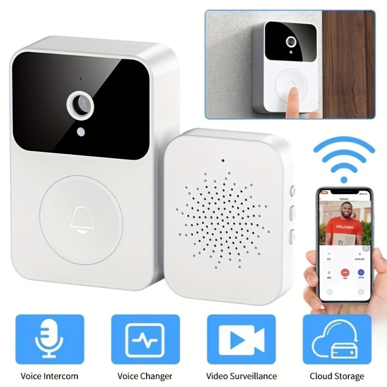 Campainha Com Câmera Vídeo Porteiro Sem Fio Wi-Fi HD Inteligente Smart ...
