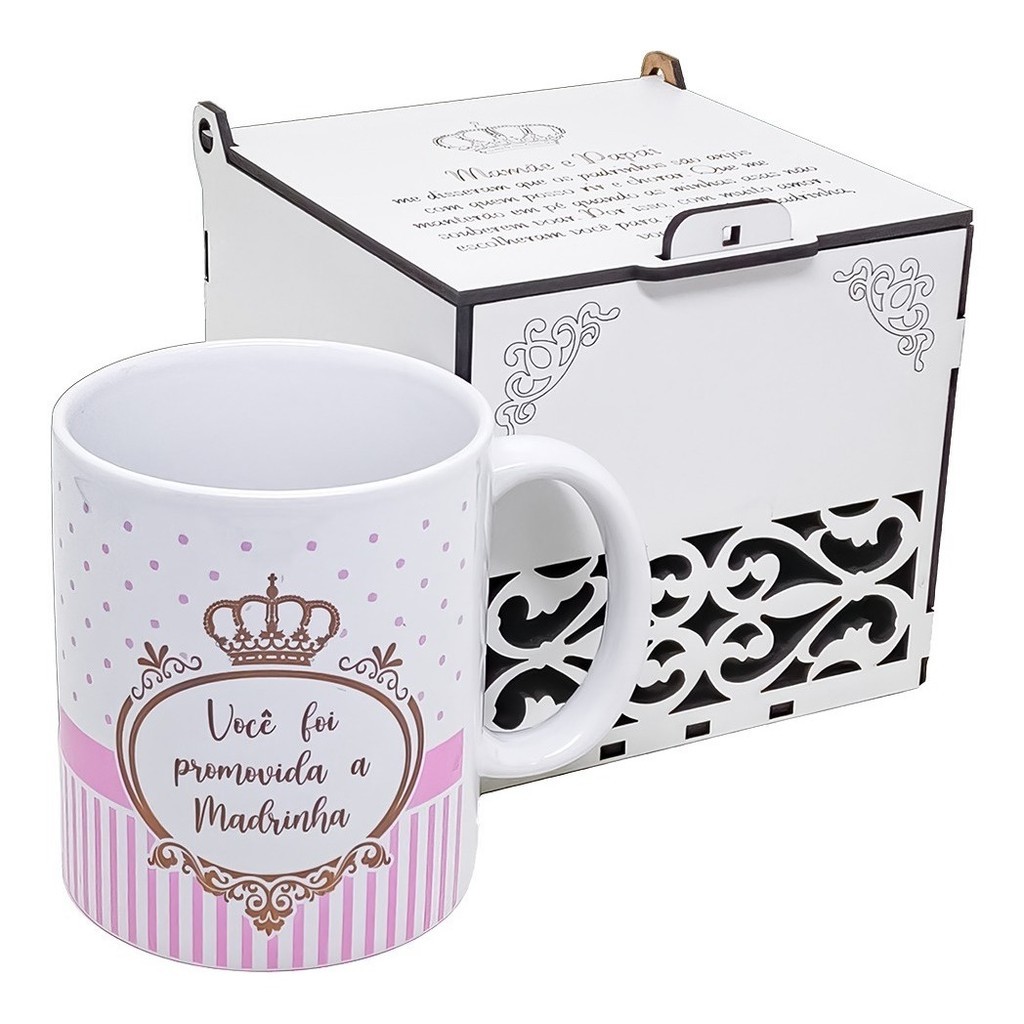 Caneca Cerâmica convite para padrinhos batizado Padrinho Madrinha Dinda Dindo Batismo | Shopee ...