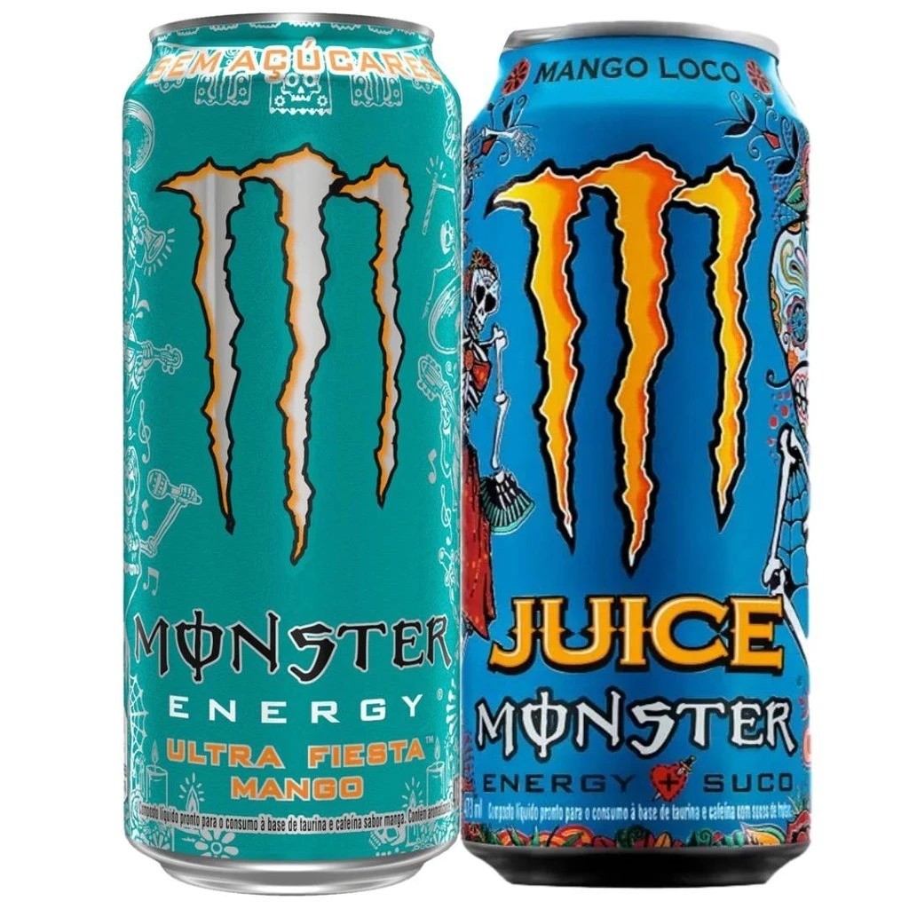 Kit Energético Monster Energy 473ml Mango Loco + Ultra Fiesta Manga ...