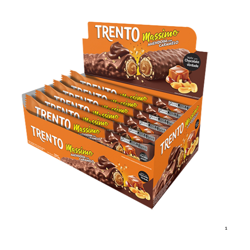 Chocolate Trento Massimo Amendoim Caramelo Com 15 Unidades De 25g ...