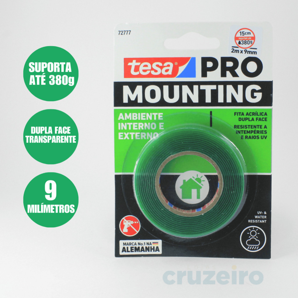 Fita Acrílica Dupla Face TESA PRO 2m x 9mm — Resistente e Prática para ...