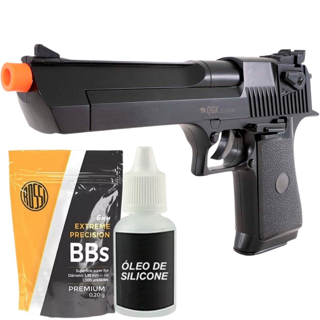 Pistola Airsoft Spring QGK Desert Eagle 6mm + 1000 BBs + Óleo ...