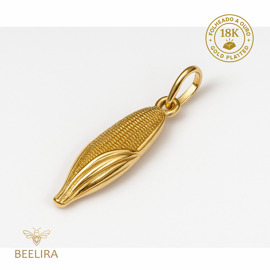 Pingente Milho Folheado a Ouro 18k | Destaque-se com Originalidade e ...
