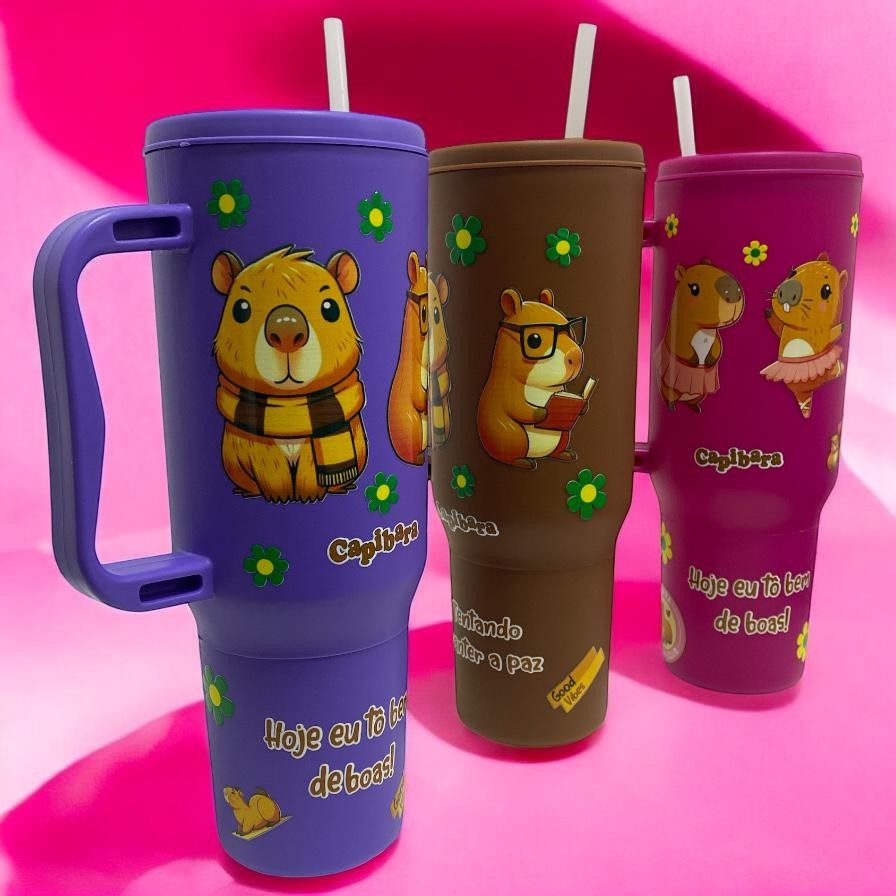 Copo com Canudo Capivara 1200ml Em Policarbonato + Brinde ENVIO ...