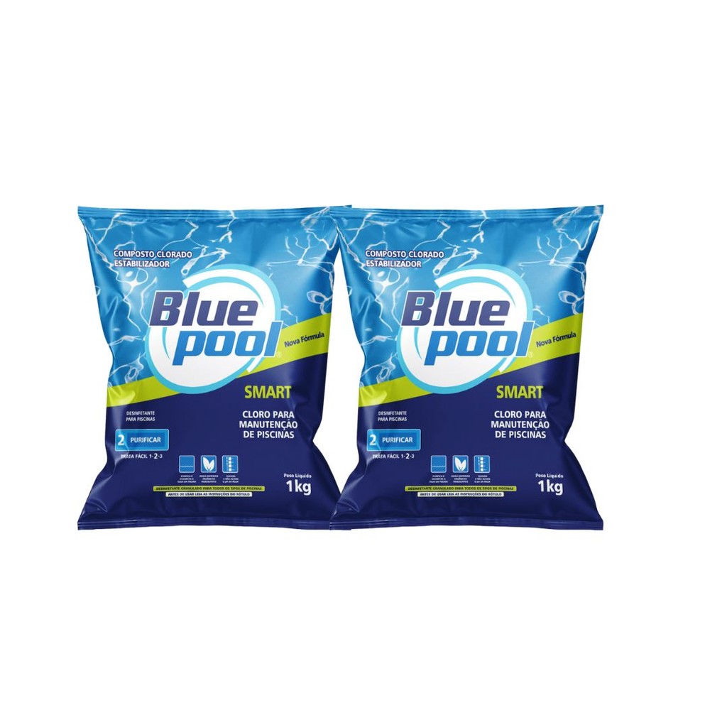 Kit Piscina Limpeza 2 Sacos Cloro Smart Blue Pool 1kg Granulado Fluidra ...