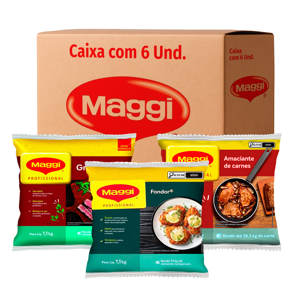 Caixa com 6 Temperos Maggi Profissional 1,1kg Sabor Suavidade para seu ...