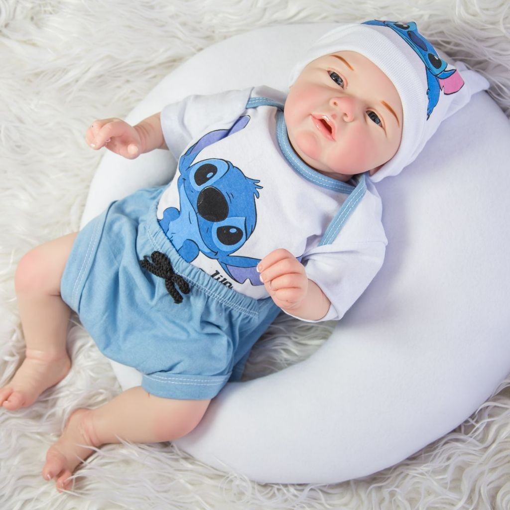 Bebê Reborn Boneco Menino Realista Stitch Original Corpinho Em Silicone ...