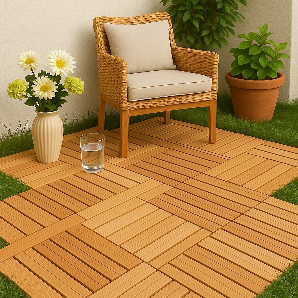 4 Un Deck De Madeira Piso Tablado Jardim VarandaMadeirado 50x50 ...