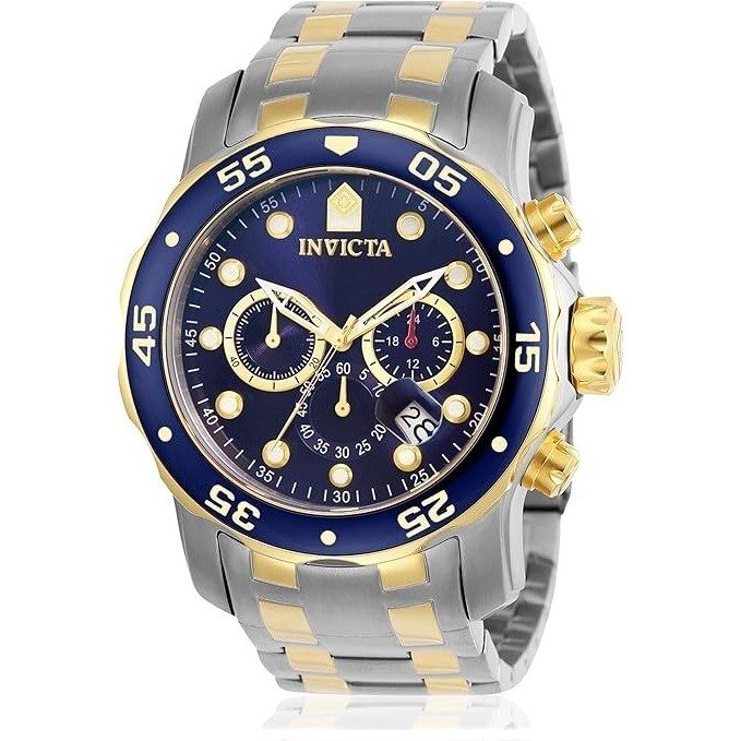 Relógio Invicta 0073 Pro Diver Scuba Gold Azul Banhado a Ouro - ENVIO ...