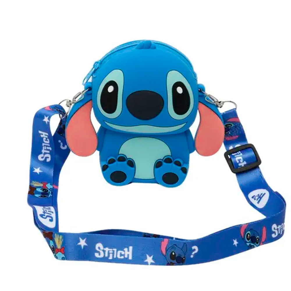Mini Bolsinha Porta Treco Moedas Lilo Stitch Silicone Cor Azul Desenho ...