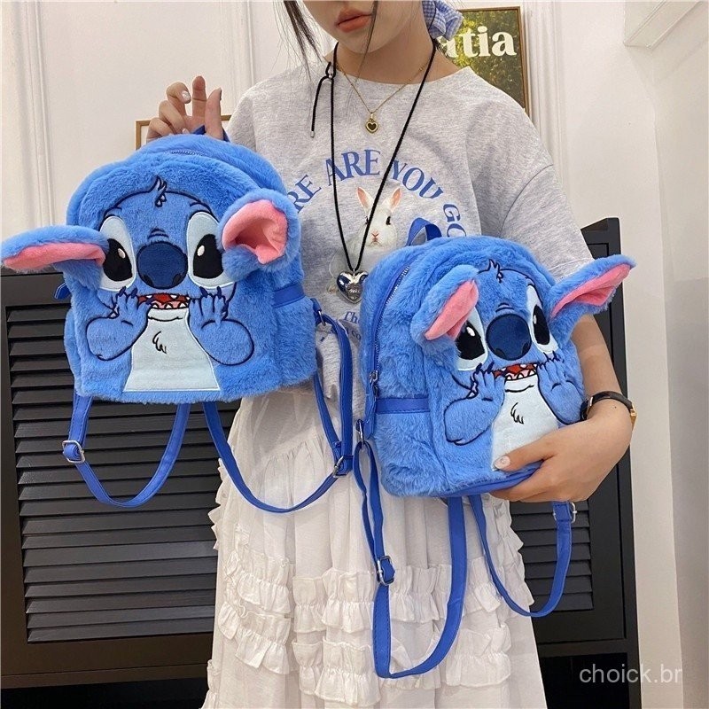 Disney Stitch Mochila De Pelúcia Ins Japonês Azul Lilo & Dos Desenhos ...