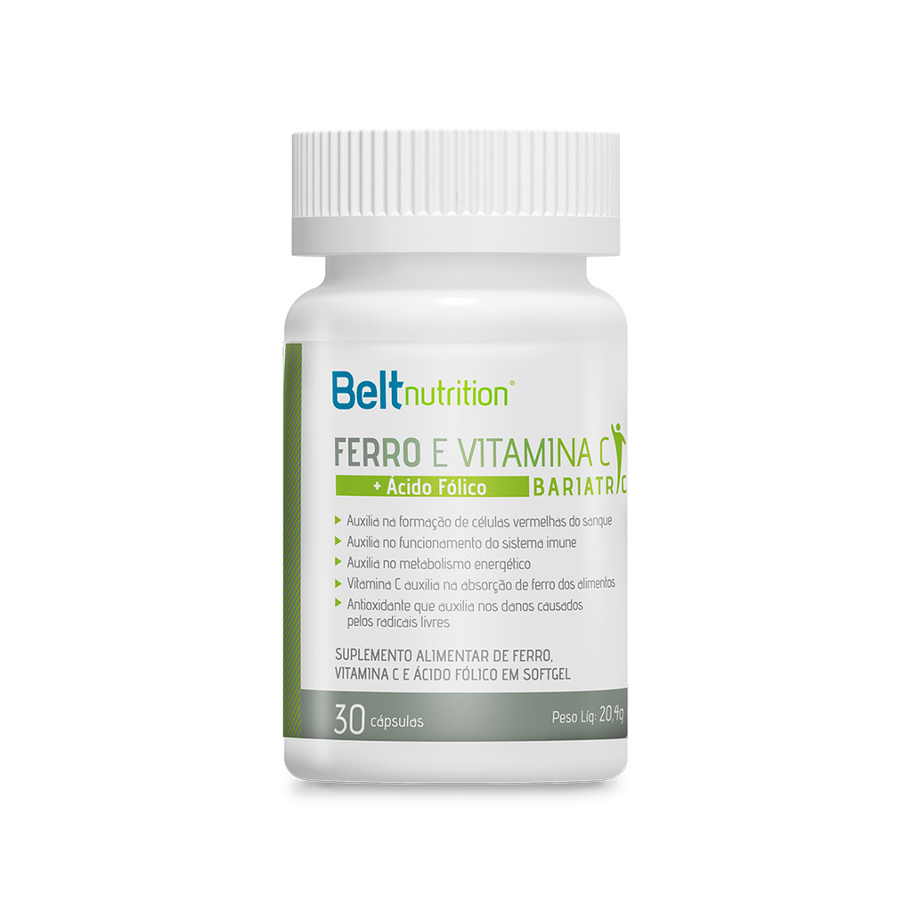 FERRO E VITAMINA C + ACIDO FOLICO BARIATRIC 30CAPS BELT NUTRITION ...