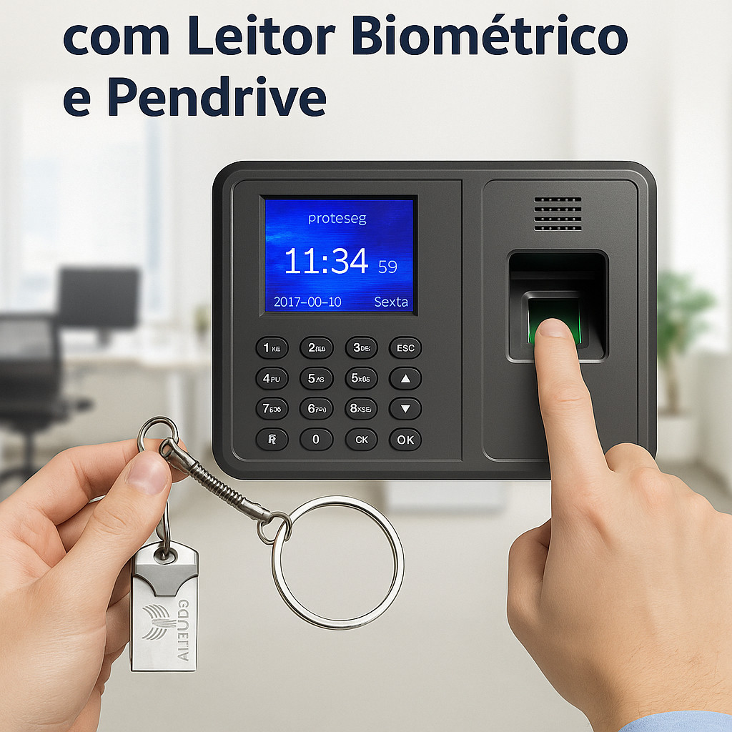 Relógio de Ponto Biométrico Digital Eletrônico Com Conexão USB com ...