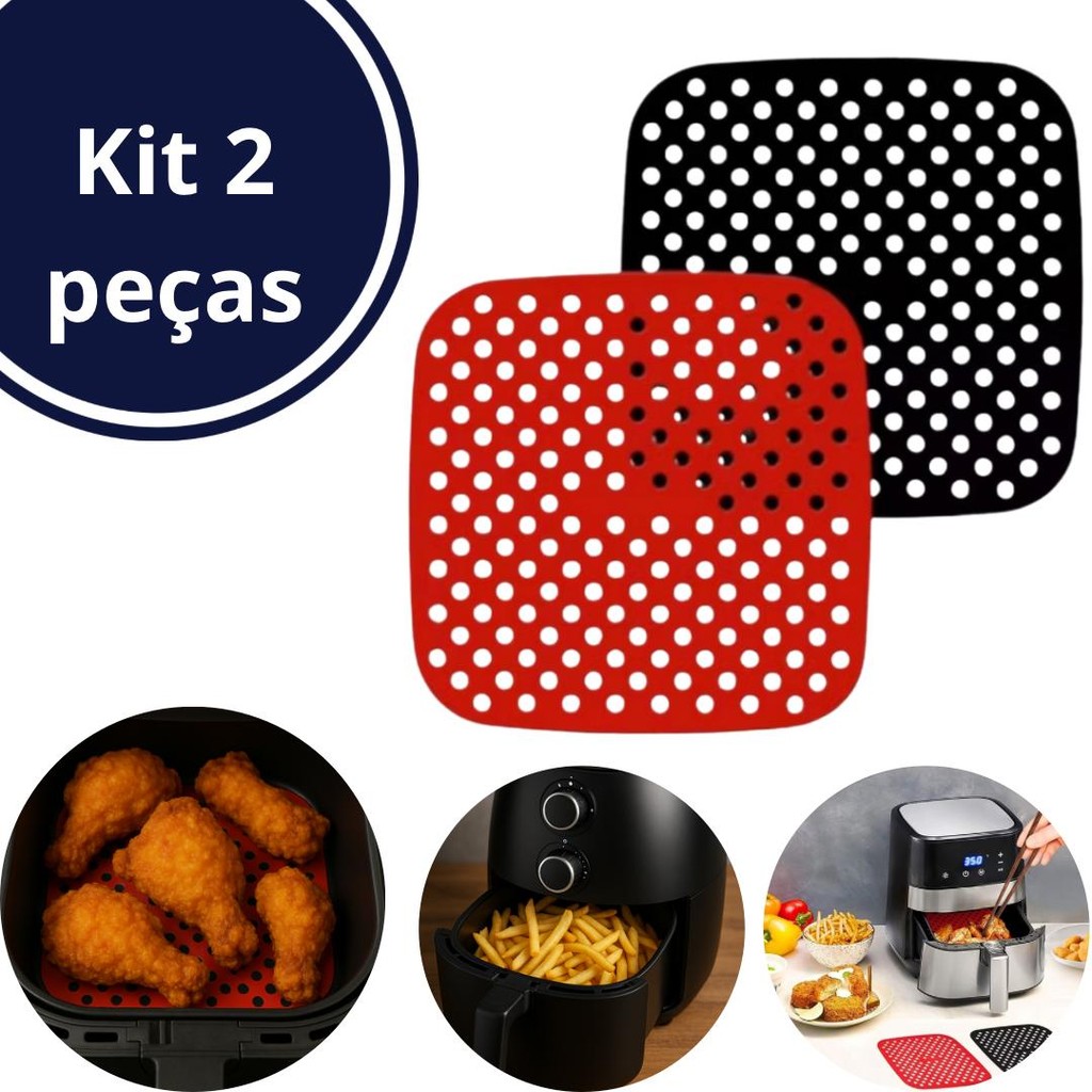 Kit 2 Tapetes Silicone Para Air Fryer Fritadeira Universal Tapete Para ...
