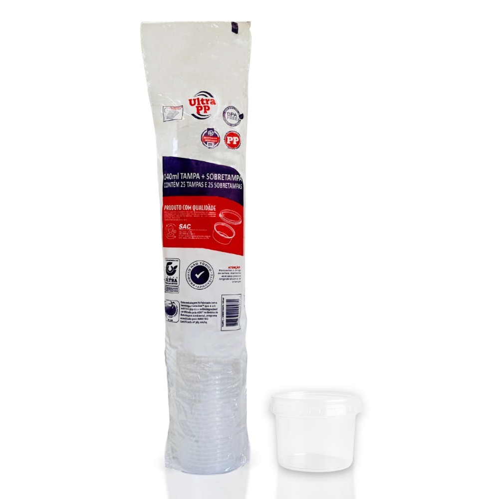 Pote 140ml c/ tampa PP transparente Ultratherm Replast 25 un | Shopee ...