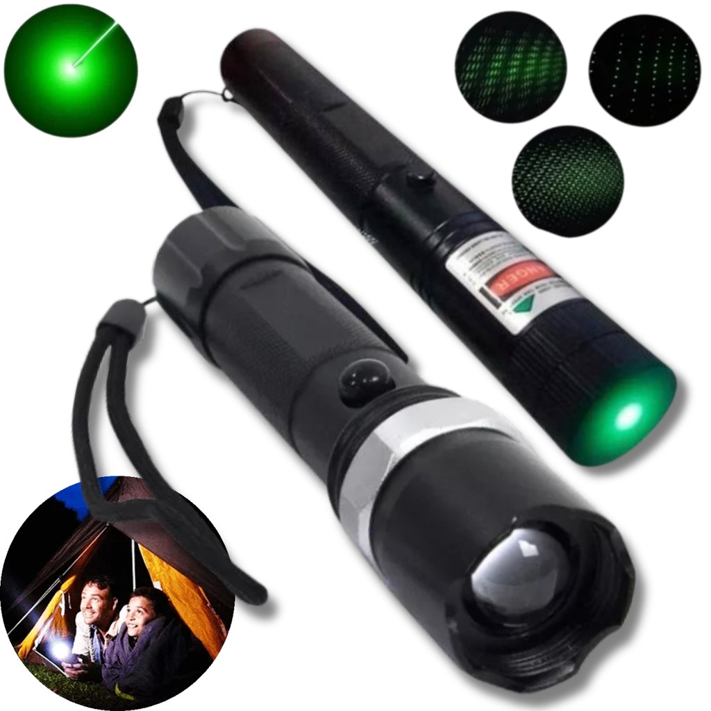 Kit Super Caneta Laser Pointer Verde Ultra Forte 50 km A Prova Dagua ...