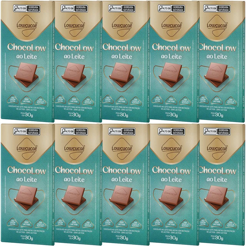 Kit com 10 Unidades de Chocolate Chocolow ao Leite Zero Lactose 30G ...