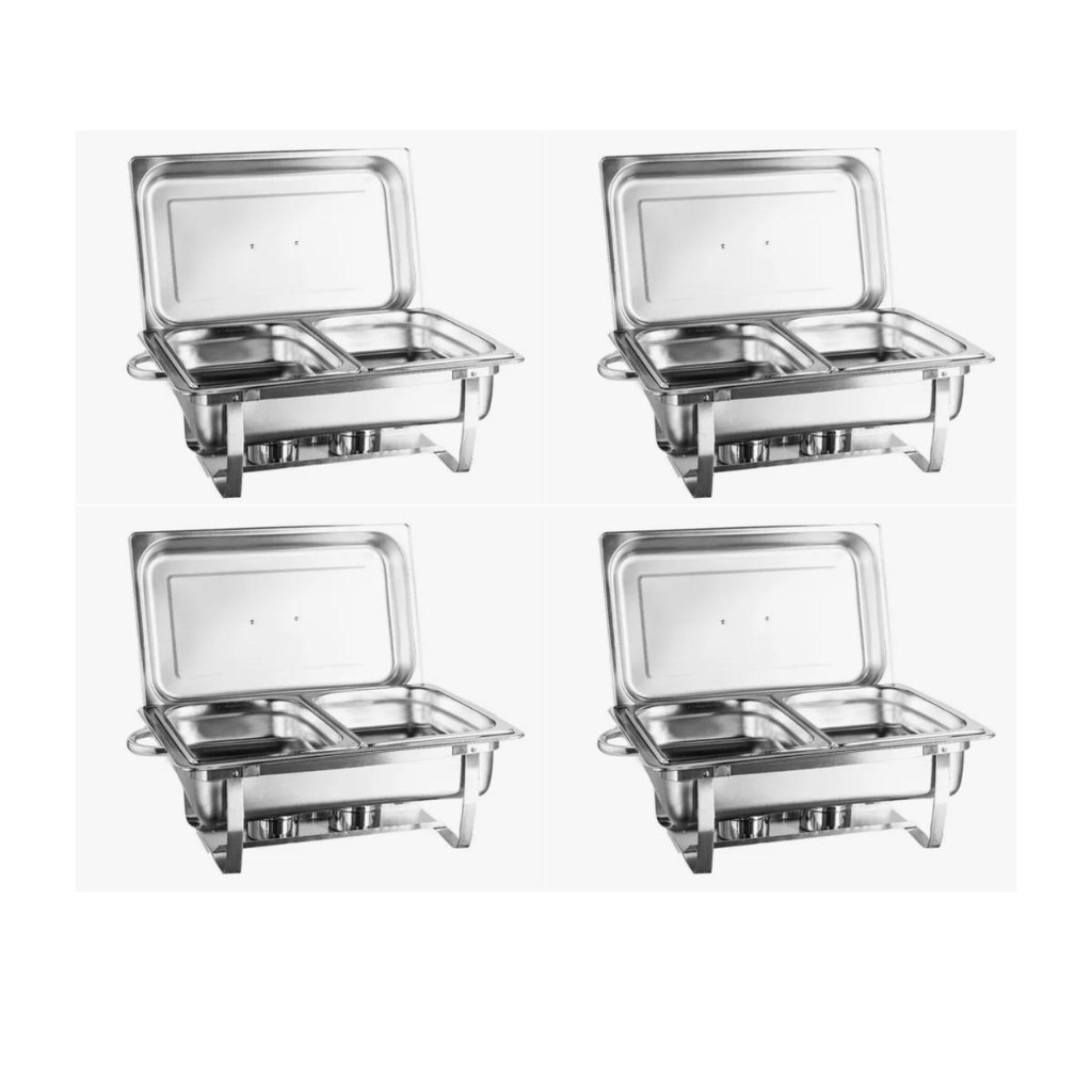 KIT 4 Rechaud Buffet Inox 13L 2 Cubas 1/2 Profissional | Shopee Brasil