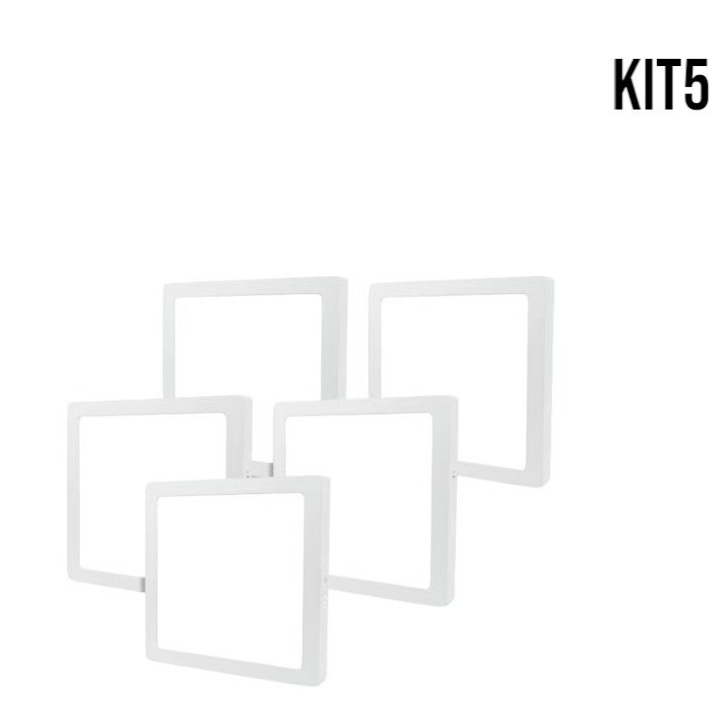 Kit5 Plafon LED Sobrepor 18W | Bivolt Quadrado | Instalação Rápida ...