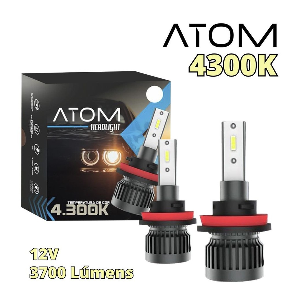 Kit Lâmpada Led M7 ATOM H4 3700Lm 4300K 12V JR8 Imports | Shopee Brasil