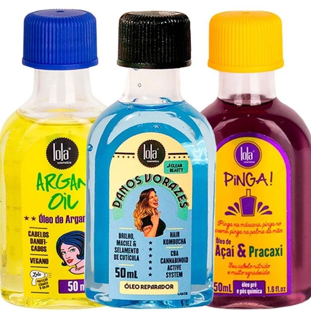 Kit Lola From Rio - Óleos Argan Oil + Danos Vorazes + Pinga Açaí ...