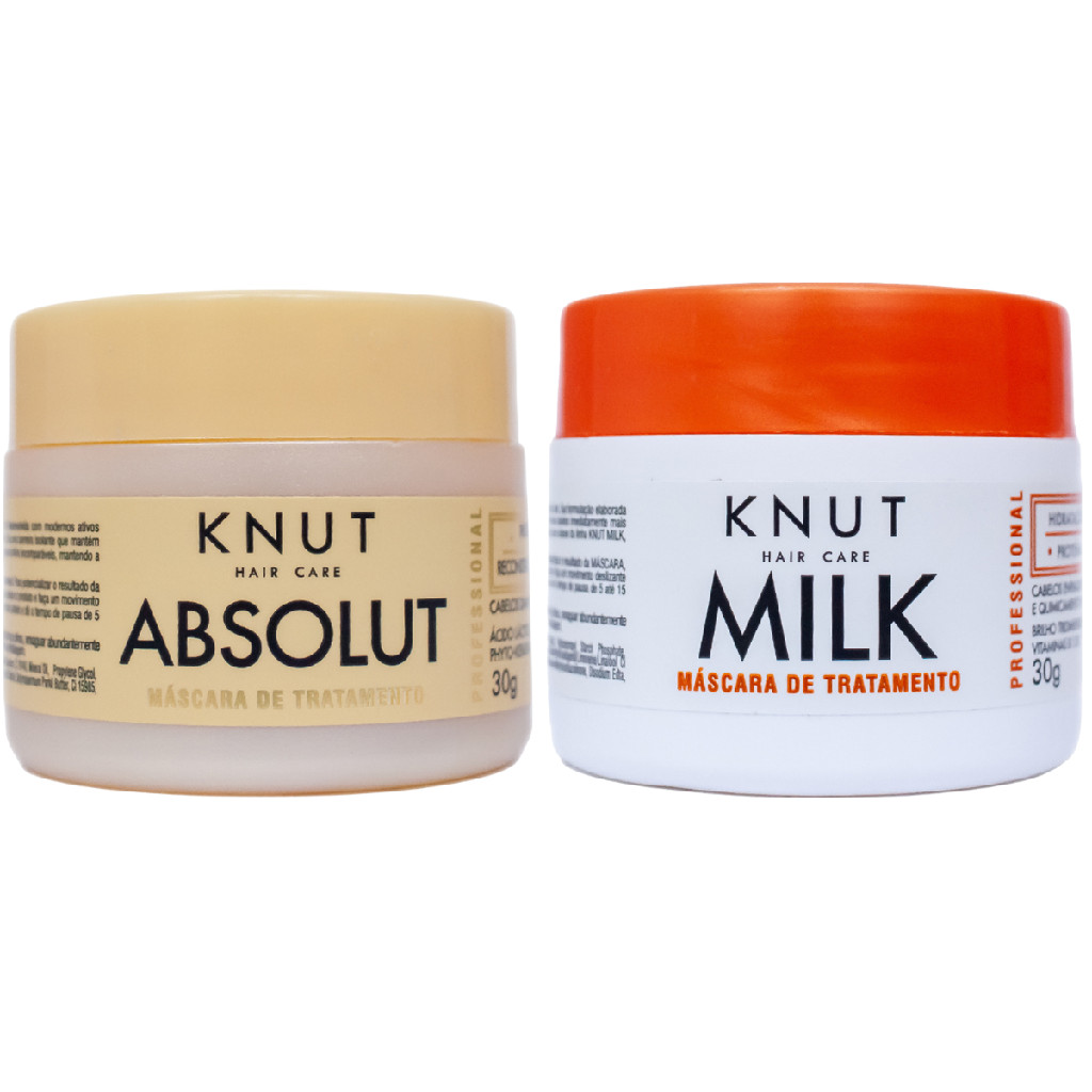 Kit Knut Duo Máscaras Cronograma Capilar Absolut Milk 30g | Shopee Brasil
