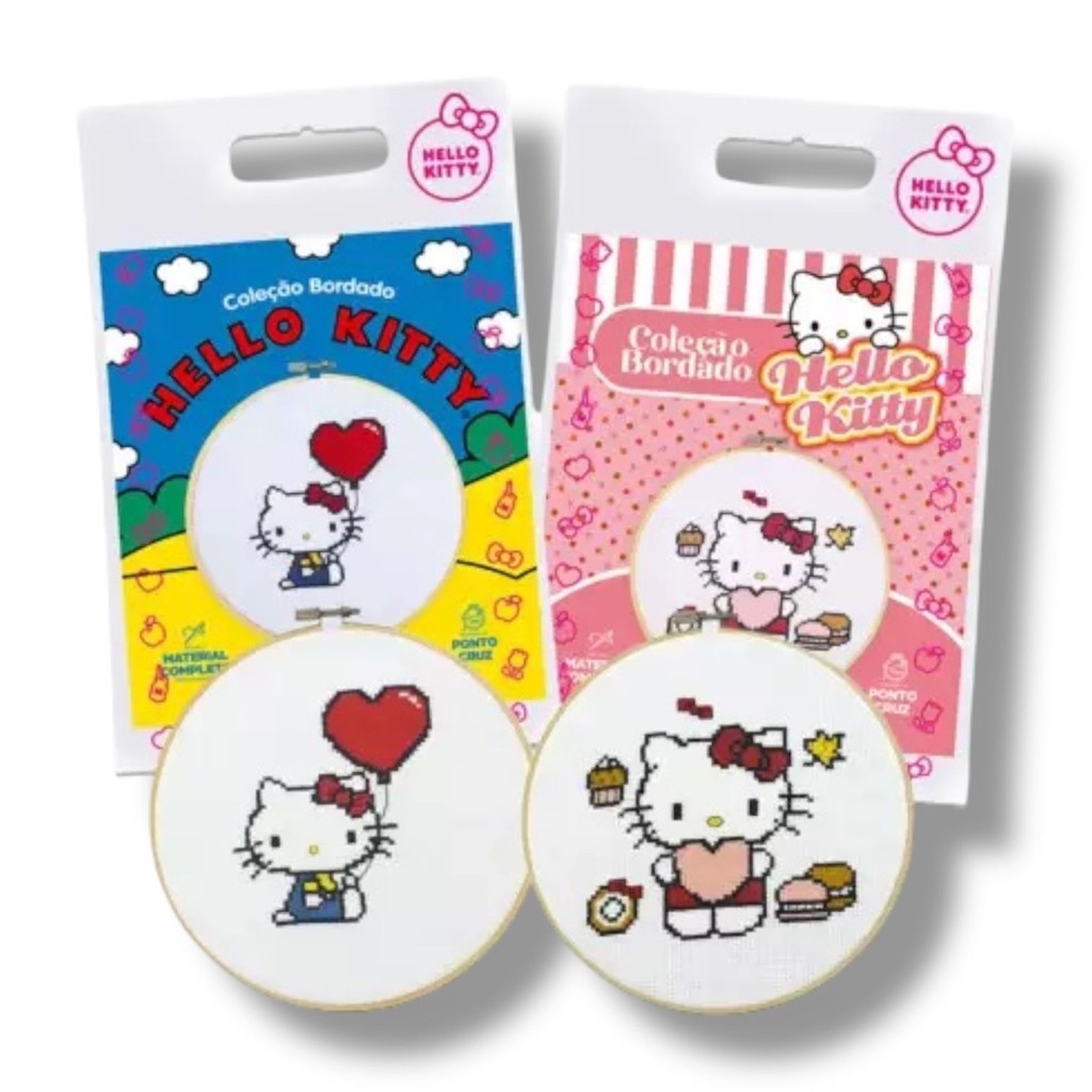Kit Coleção Bordado Crochê Hello Kitty - Círculo | Shopee Brasil