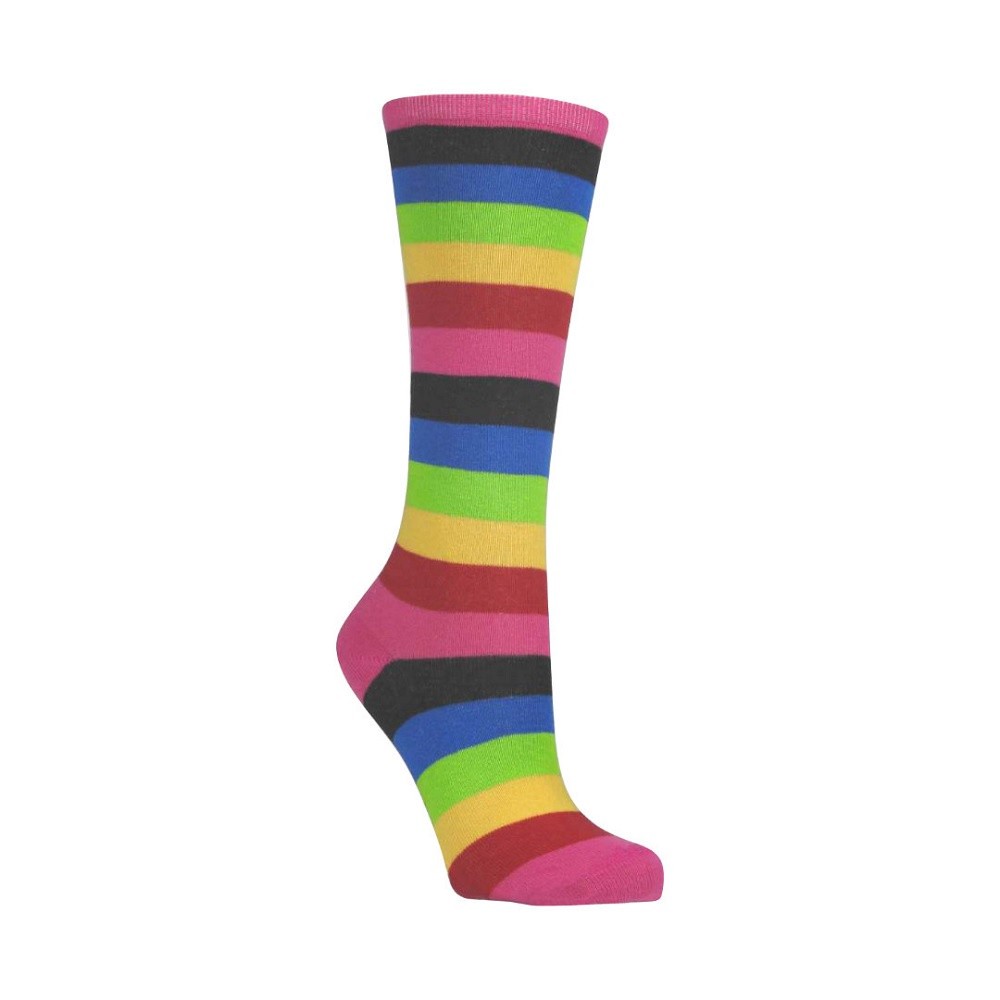 Meia Listrada Menina Infantil 3/4 Cano Longo Colorida Brisk | Shopee Brasil