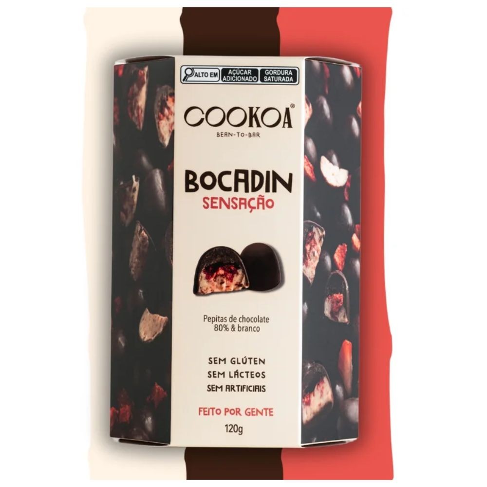 Bocadin de Chocolate com Morango Liofilizado Cookoa 120g | Shopee Brasil