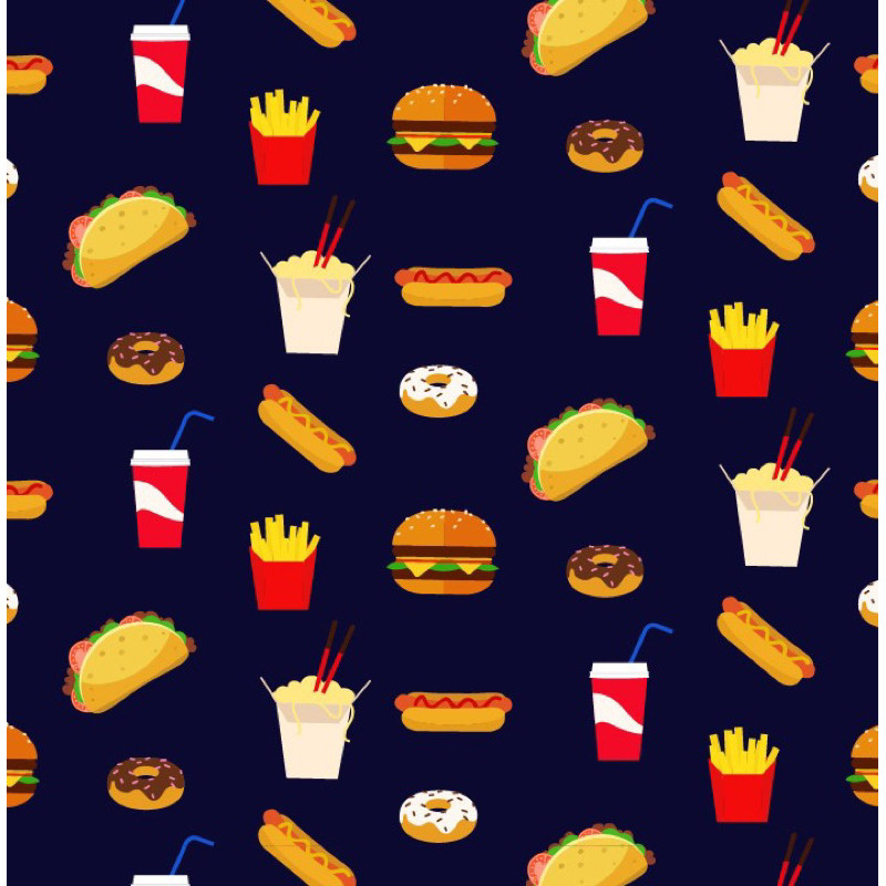 Tecido TRICOLINE MISTA Estampa Digital - Fast food | Shopee Brasil