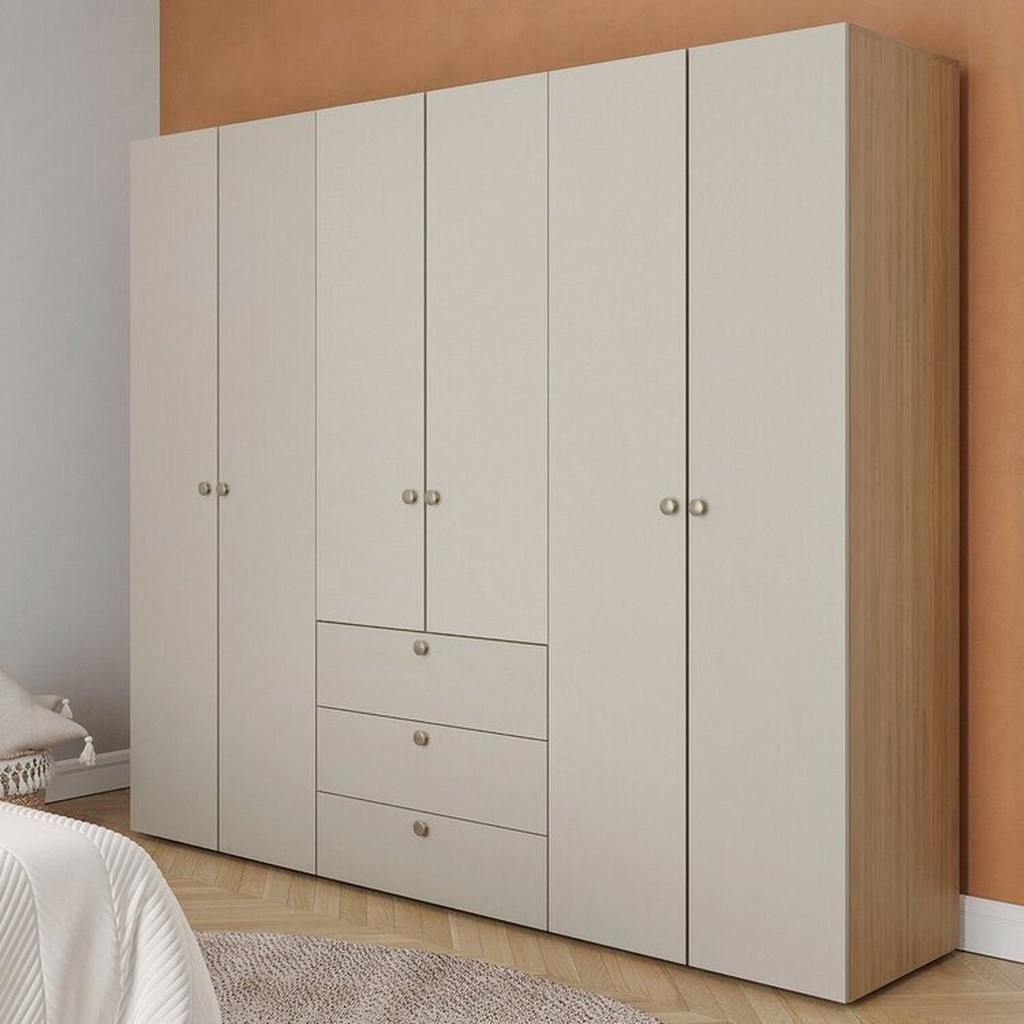 Guarda-roupa 3 Módulos 6 Portas 9 Prateleiras 3 Gavetas Frame Cabecasa ...