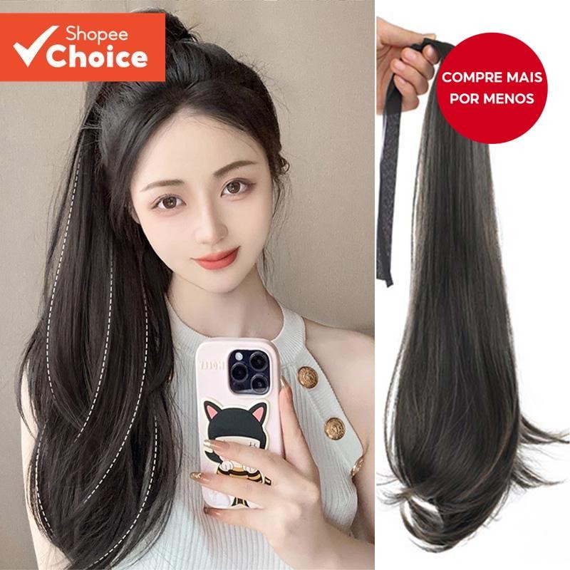 Peruca De Rabo De Cavalo Encaracolado Para Mulheres Rede Invisível ...