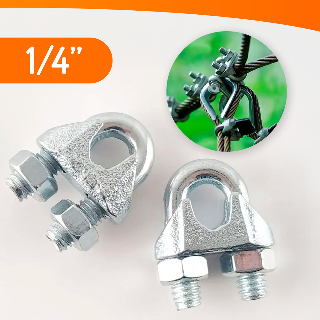 Kit 50 Clip Grampo Para Cabo De Aço 1/4" Polegadas | Shopee Brasil
