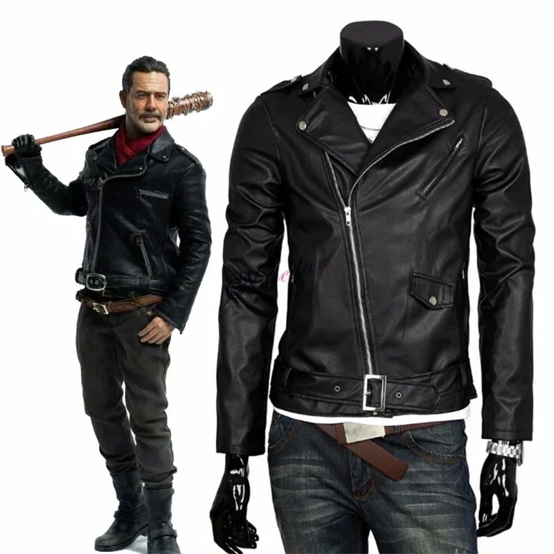 Negan Sopa The Walking Dead Cosplay Traje Preto Jaqueta Casaco De Couro ...