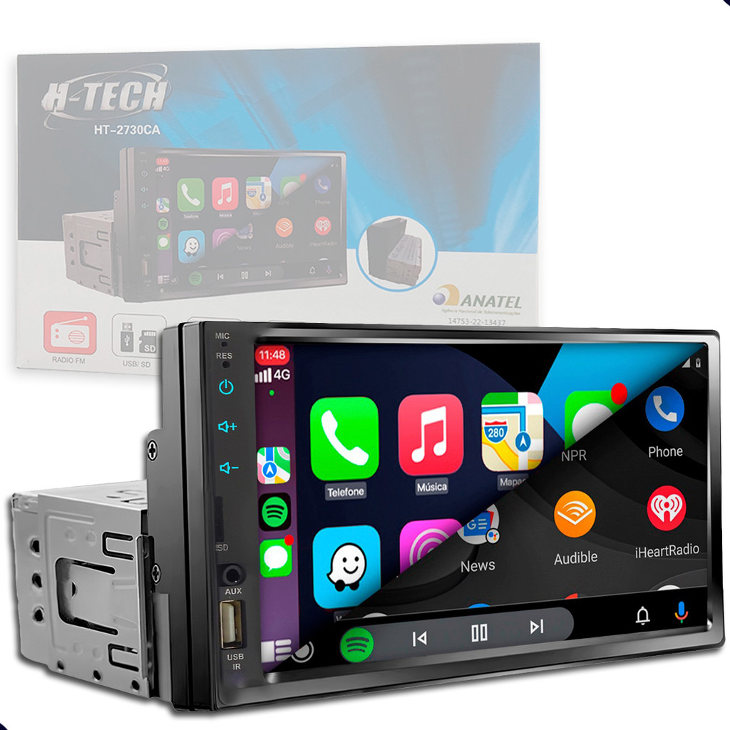 Mp5 Multimídia Htech 7 Polegadas Ht2730ca Usb 4x60w Bluetooch Auxiliar Emparelhamento Android e ...