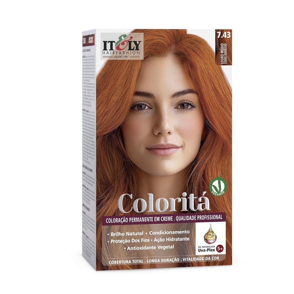 Tintura Itely Colorita 7.43 Louro Médio Cobre Dourado | Shopee Brasil